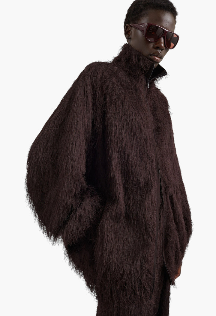 Baxter Fringed Track Jacket - Dark Brown - GLAM MODA